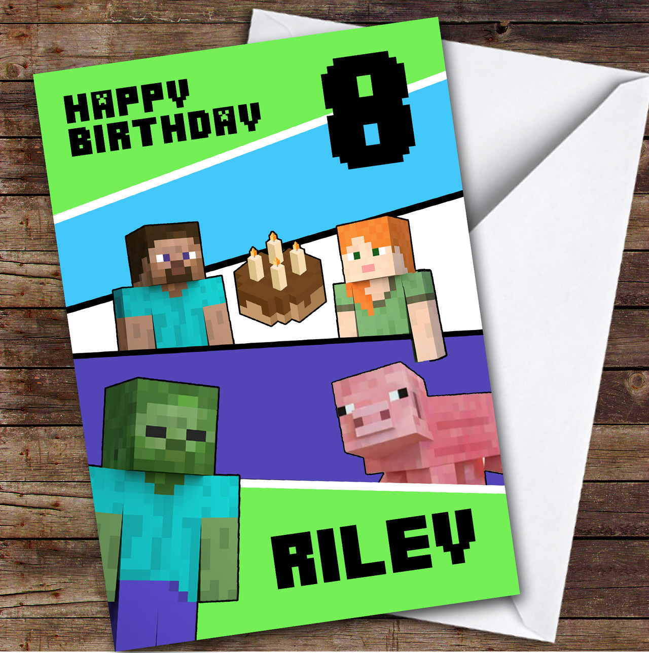 Minecraft Creeper Personalised Birthday Card - The Card Zoo