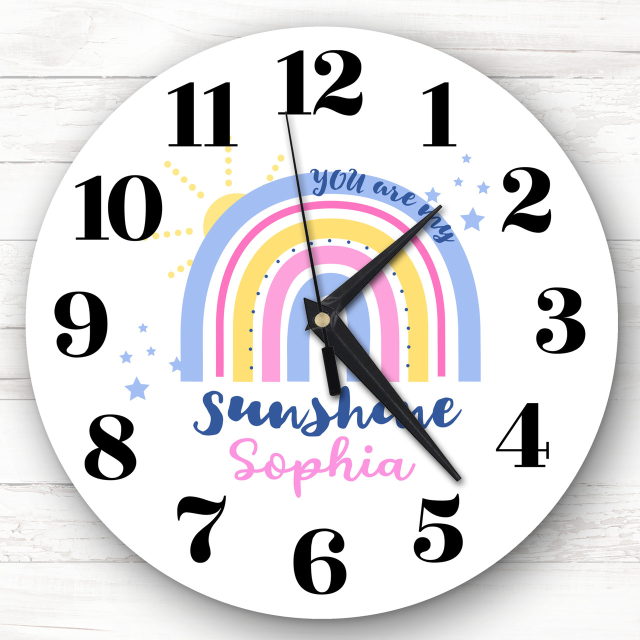 Rainbow Whale Girls Room Custom Gift Personalised Clock - The Card Zoo