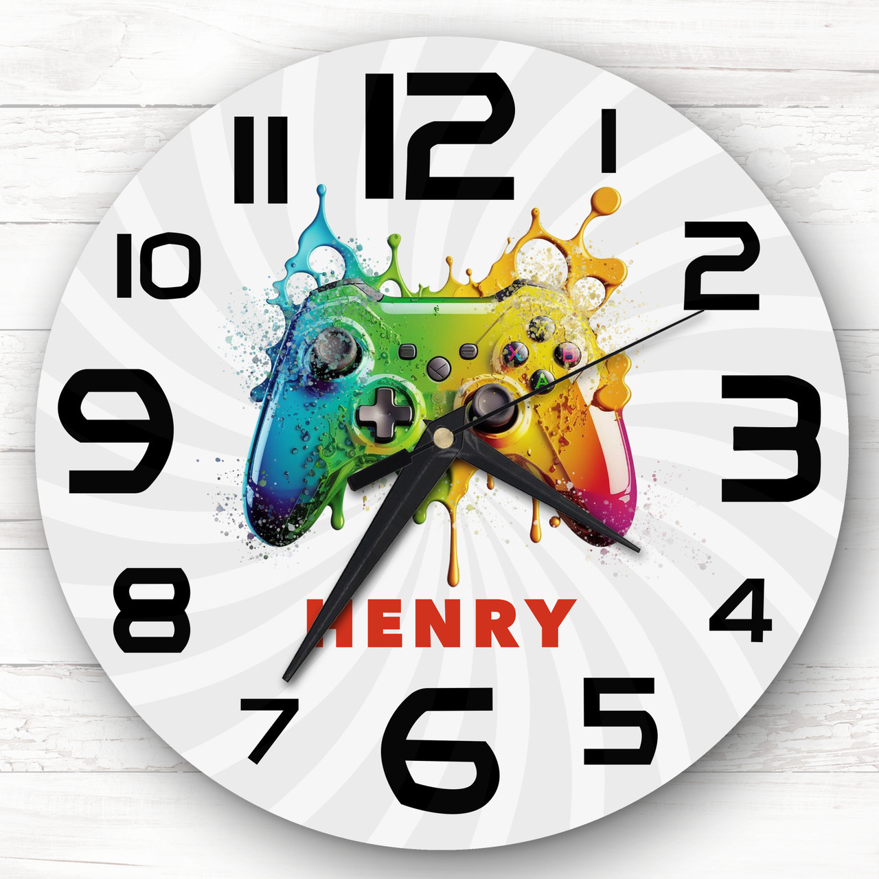 Splash Game Controller Personalised Gift Personalised Clock - The Card Zoo