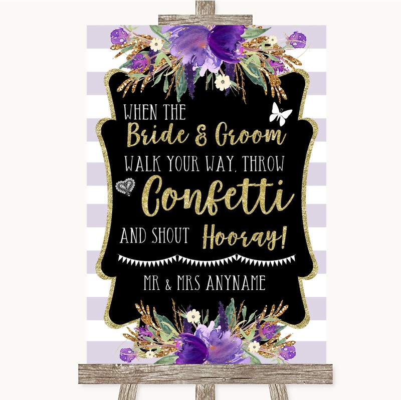 Gold & Purple Stripes In Loving Memory Personalised Wedding Sign - The ...