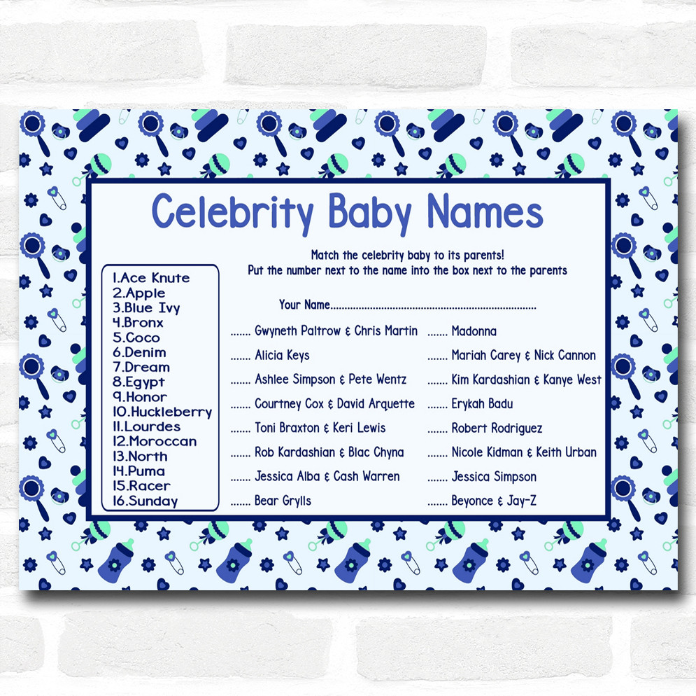 Nautical Baby Shower Games Celebrity Baby Name Cards - The Card Zoo