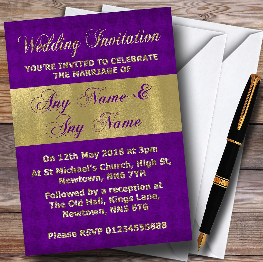 Purple And Gold Wedding Invitation Kits