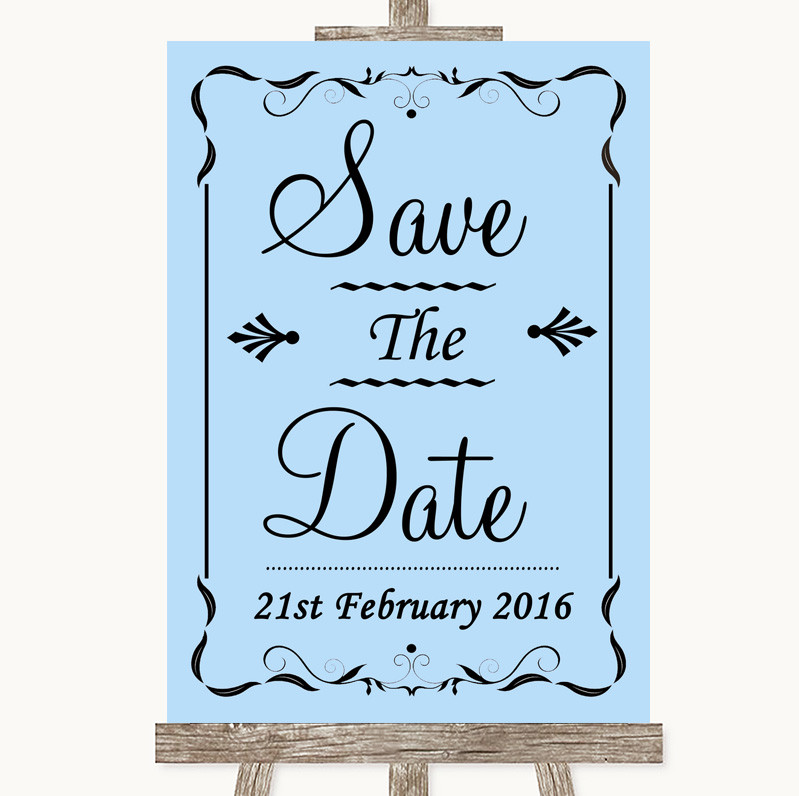Blue Save The Date Personalised Wedding Sign - The Card Zoo