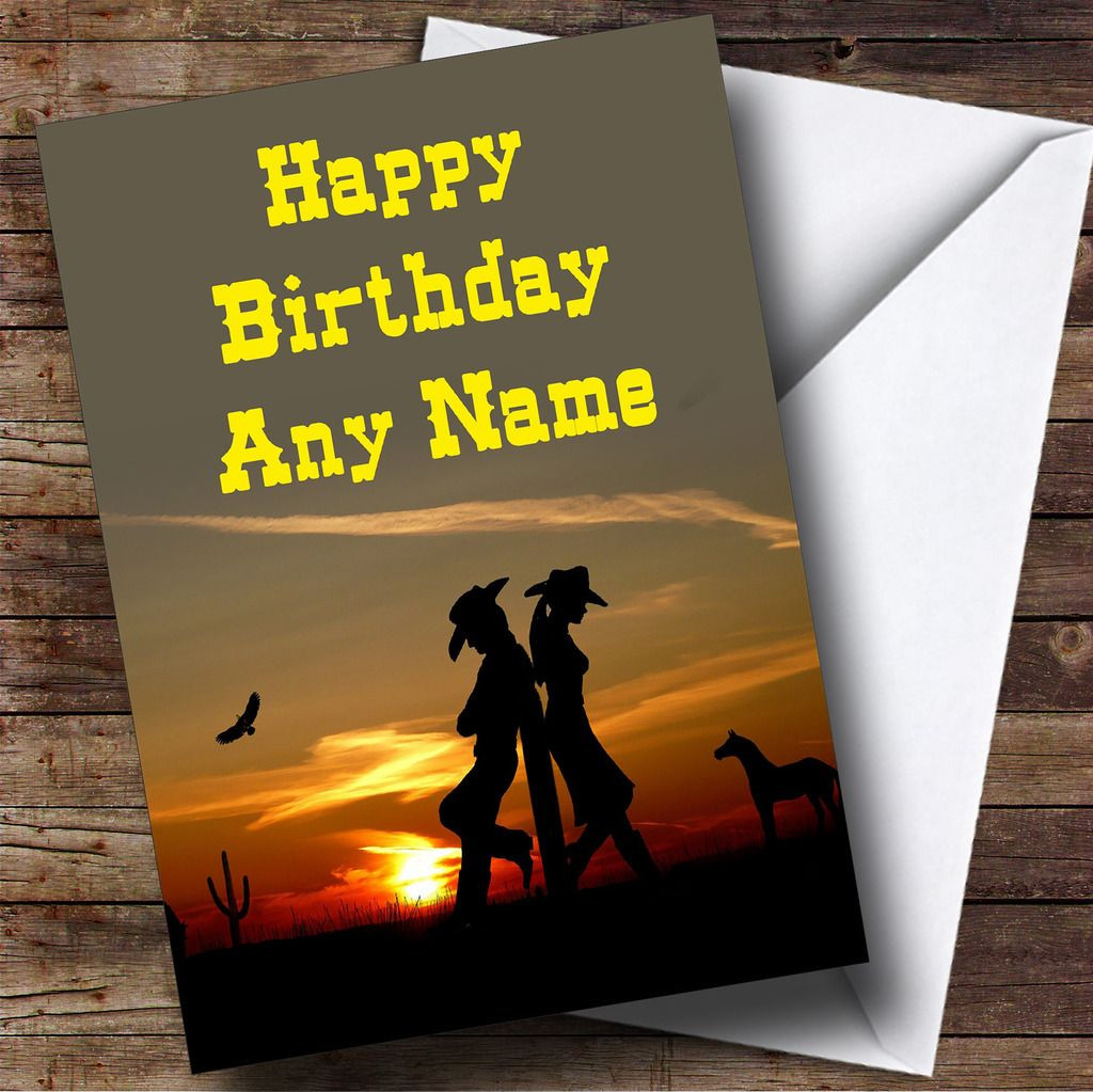 Western Cowboy and Cowgirl Personalised Birthday Card - The Card Zoo