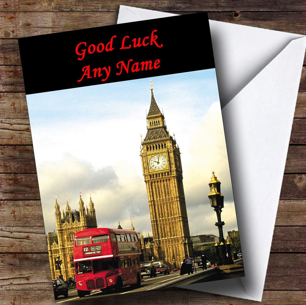 Big Ben London Bus Personalised Good Luck Card - The Card Zoo