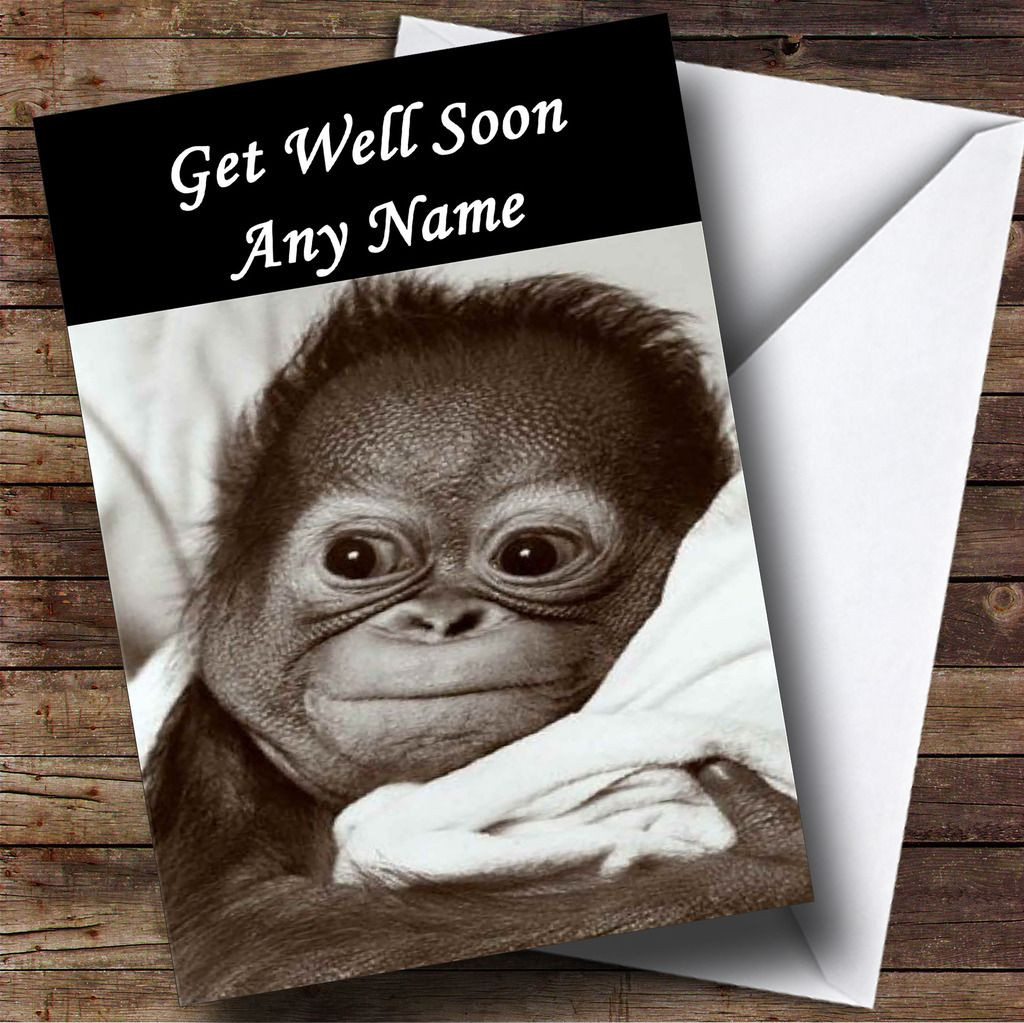 Poorly Monkey Personalised Get Well Soon Card - The Card Zoo
