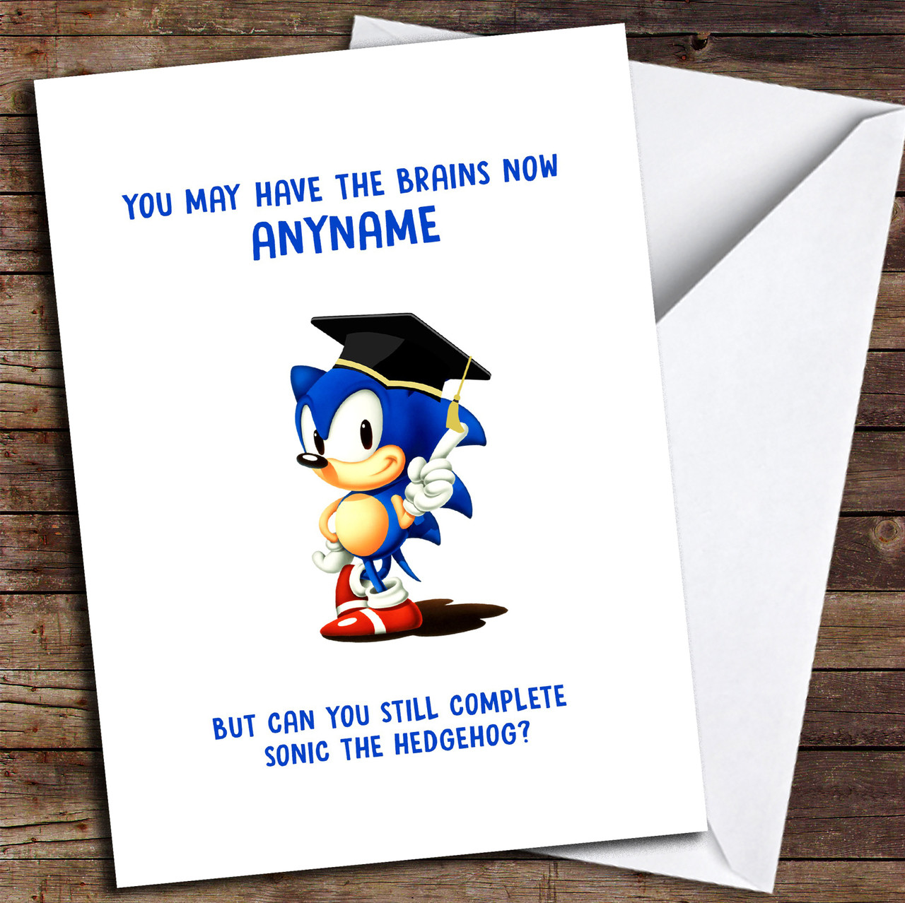 Classic Sonic Sega Rings Funny Personalised Graduation Card - The Card Zoo