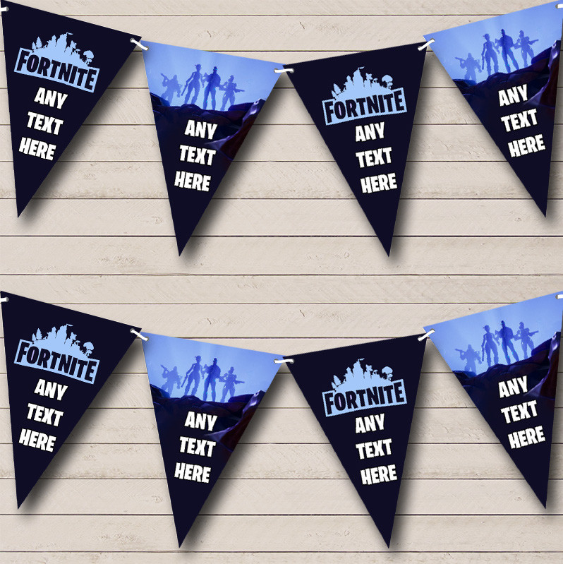Fortnite Game Blue Personalised Birthday Party Bunting Banner Garland ...
