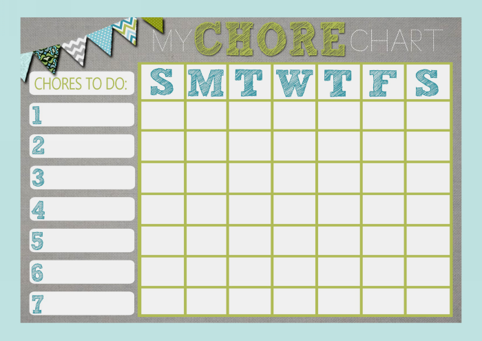 Weekly Chore Rota Task Reward Chart Blue And Grey - The Card Zoo