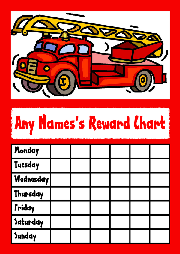 Fire Engine Star Sticker Reward Chart - The Card Zoo