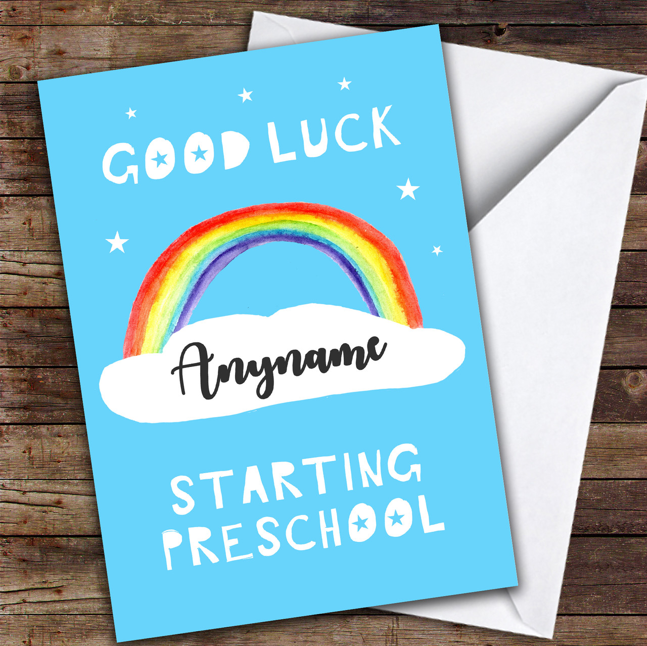Rainbow Goodluck Starting Preschool Personalised Good Luck Card - The ...