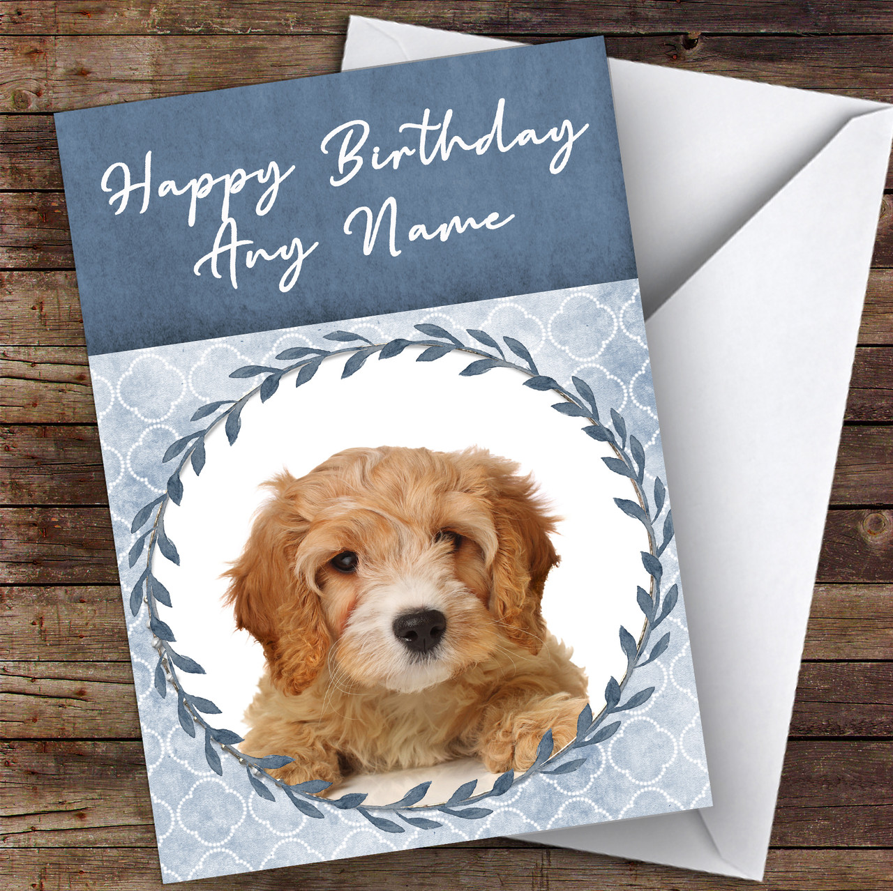 Cavapoo Dog Blue Animal Personalised Birthday Card - The Card Zoo