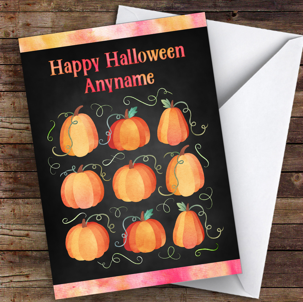 Pumpkin Repeat Swirl Pattern Personalised Happy Halloween Card - The ...