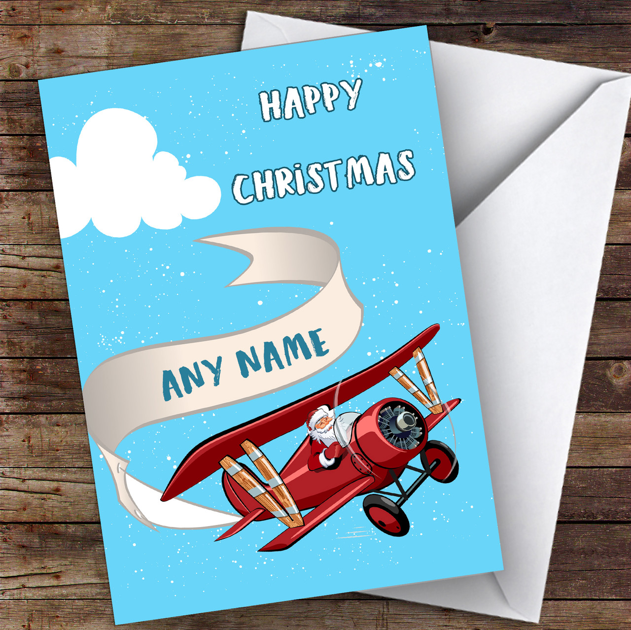 Santa Flying Aeroplane Hobbies Personalised Christmas Card - The Card Zoo