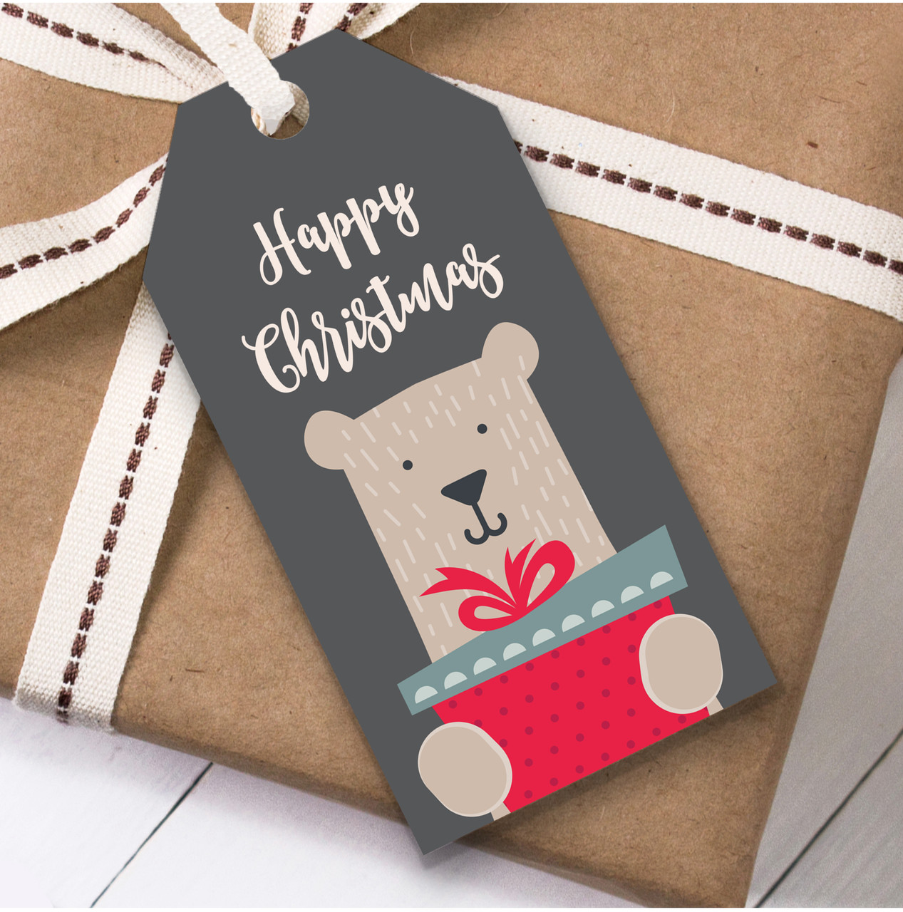 Modern Teddy Bear Christmas Gift Tags - The Card Zoo