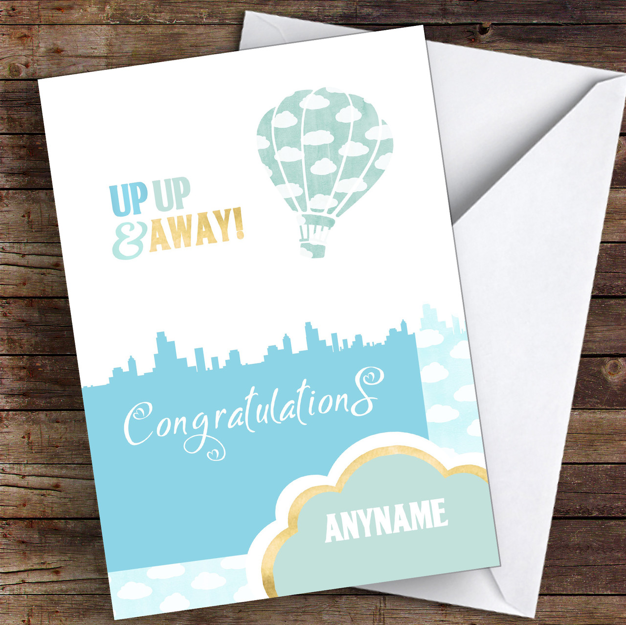 Hot Air Balloon Congratulations Personalised Greetings Card - The Card Zoo