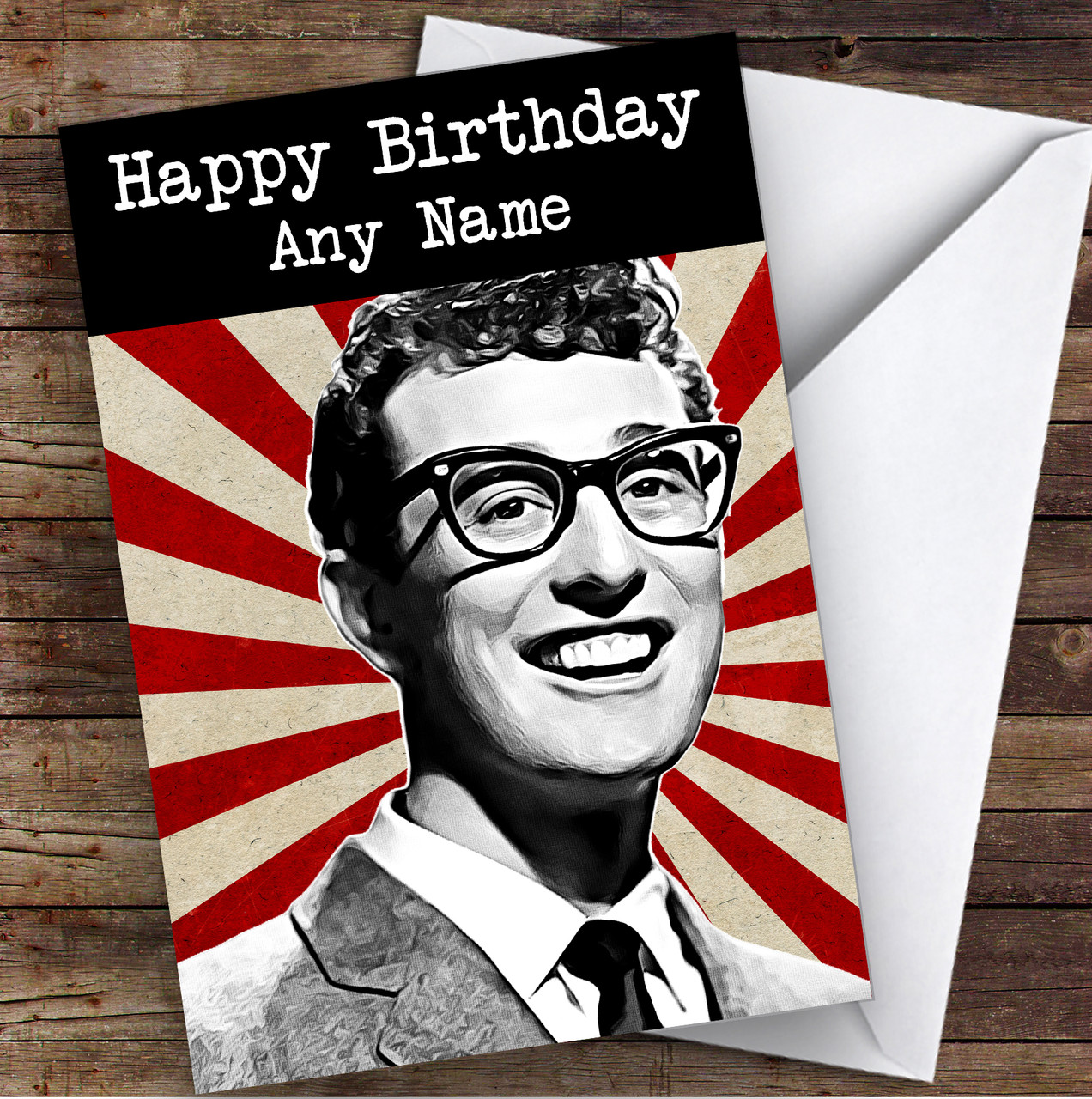 Buddy Holly Retro Celebrity Personalised Birthday Card - The Card Zoo