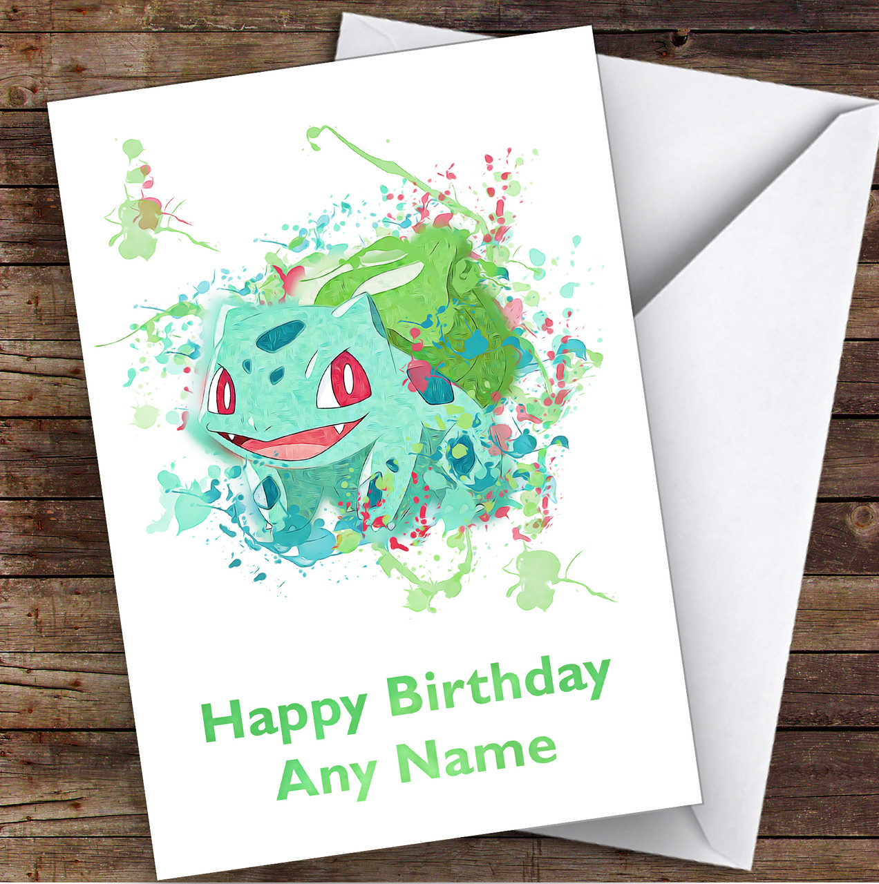 Paper Pikachu Card Bulbasaur Card A5 blank inside Customisable Pokemon ...