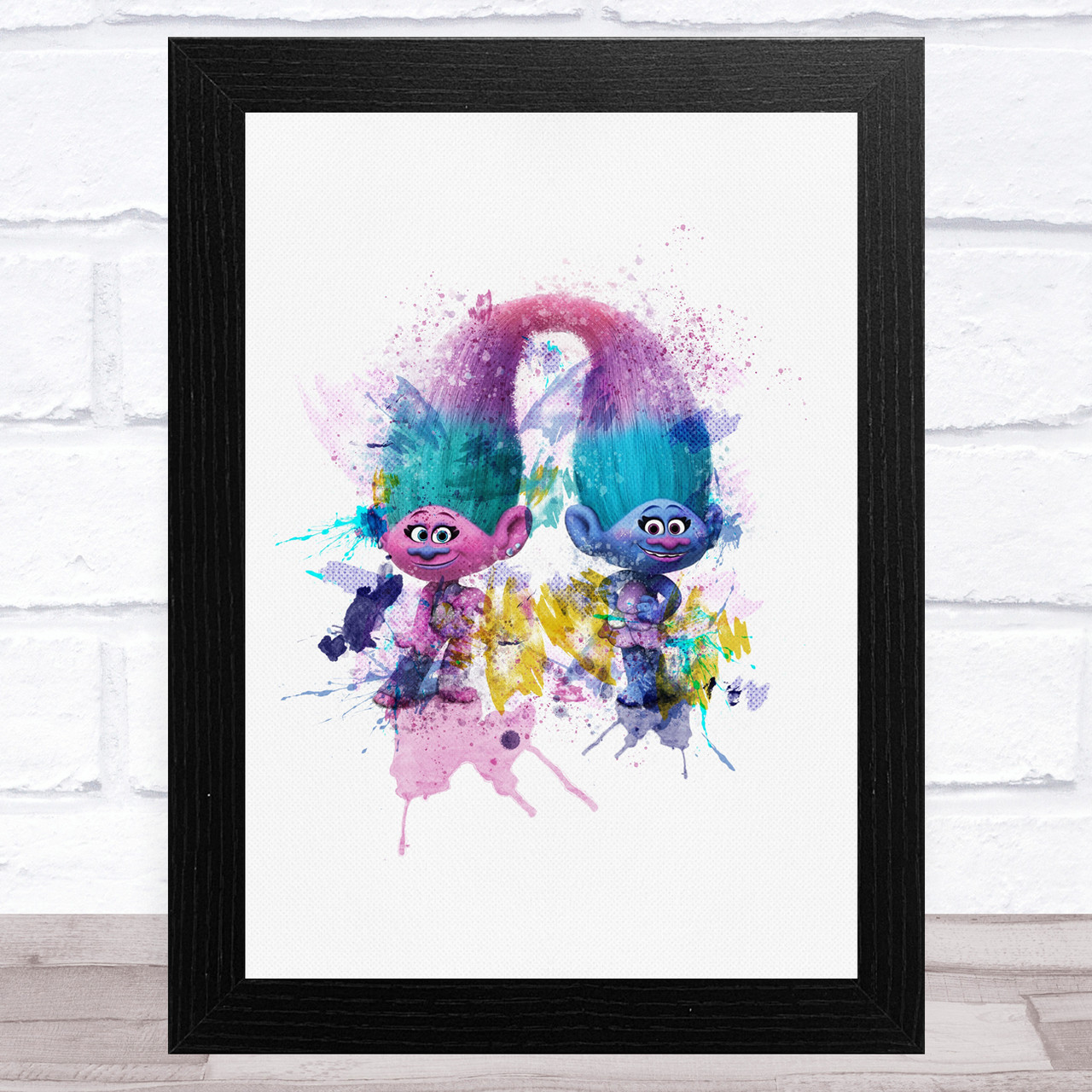 Trolls Colourful Watercolour Splatter Children's Kid's Wall Art Print ...