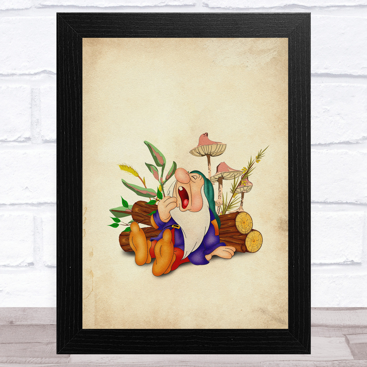 Sleepy Dwarf Snow White Children's Kid's Wall Art Print - The Card Zoo