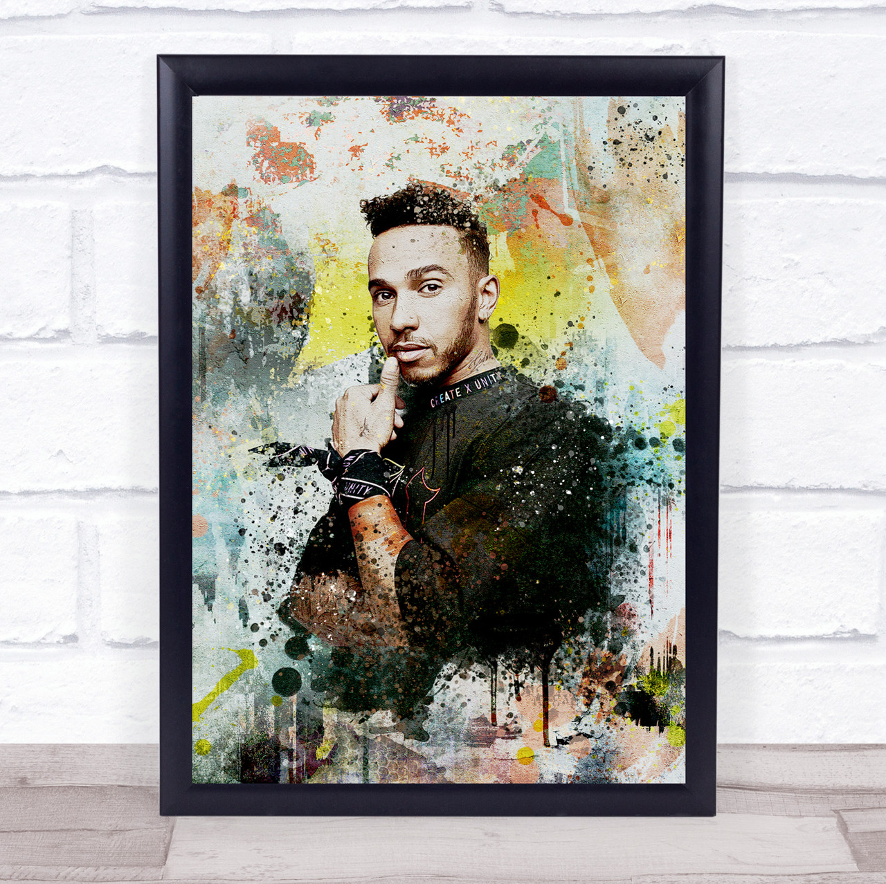 Lewis Hamilton Colourful Splatter Drip Wall Art Print - The Card Zoo