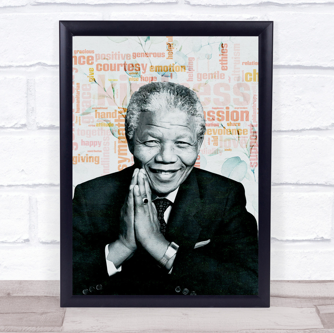 Nelson Mandela Peach Word Abstract Wall Art Print - The Card Zoo