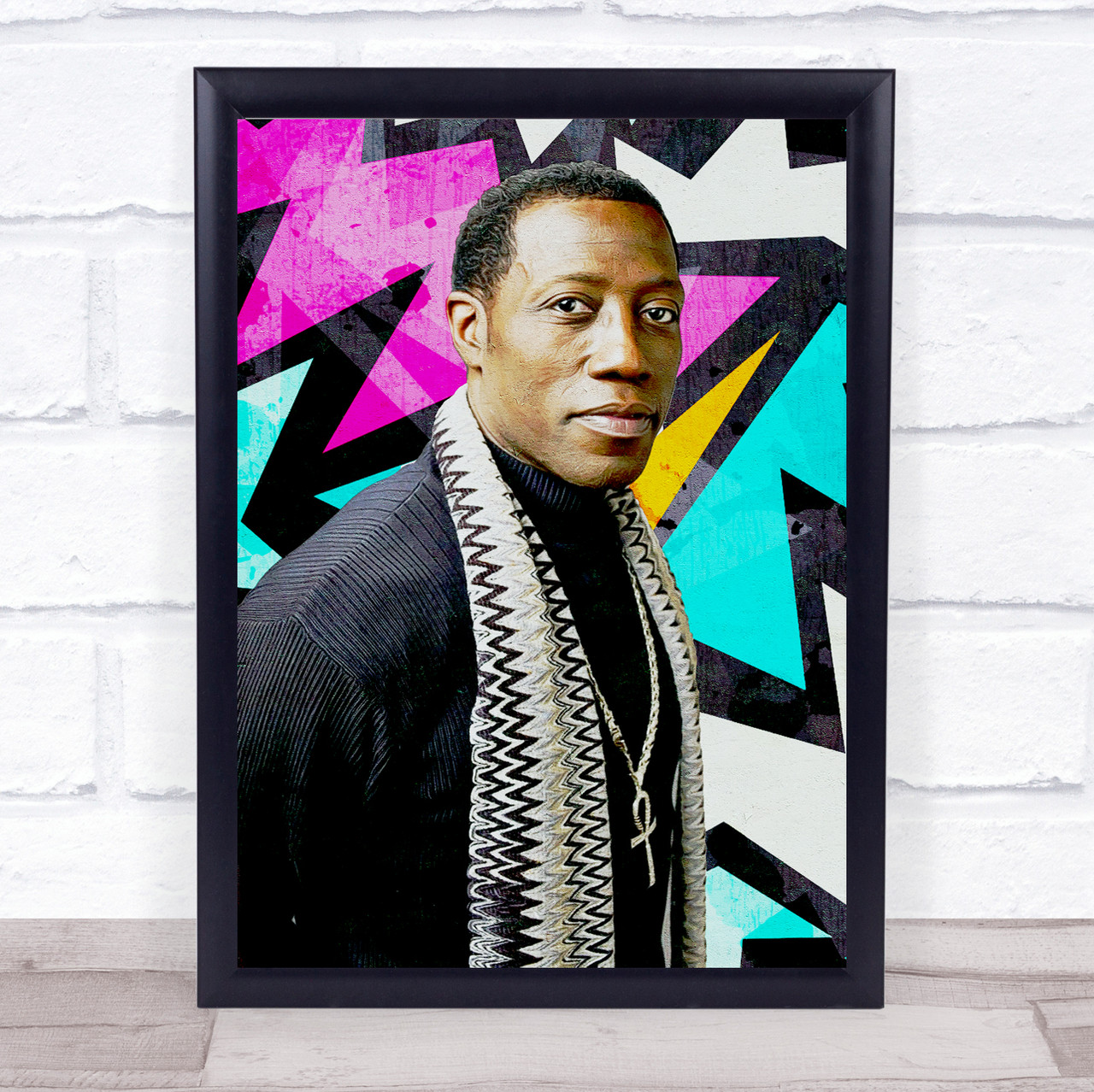 Wesley Snipes Retro Zigzag Colour Wall Art Print - The Card Zoo