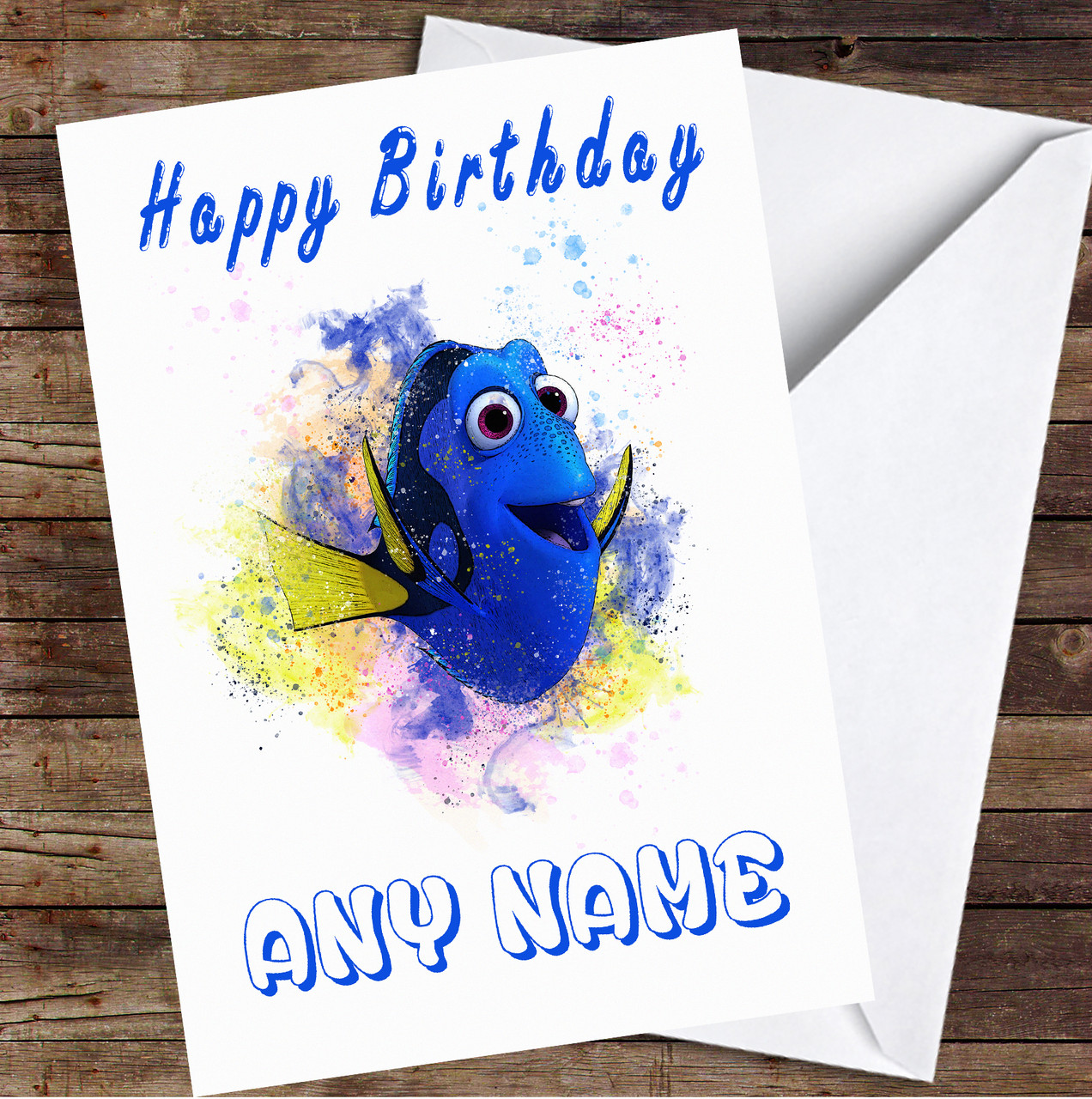 Dory Finding Nemo Splatter Personalised Birthday Card - The Card Zoo