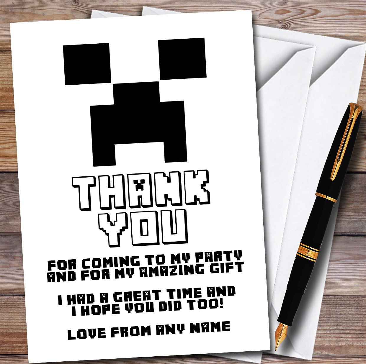 Minecraft Creeper White Children's Personalised Birthday Party Thank ...