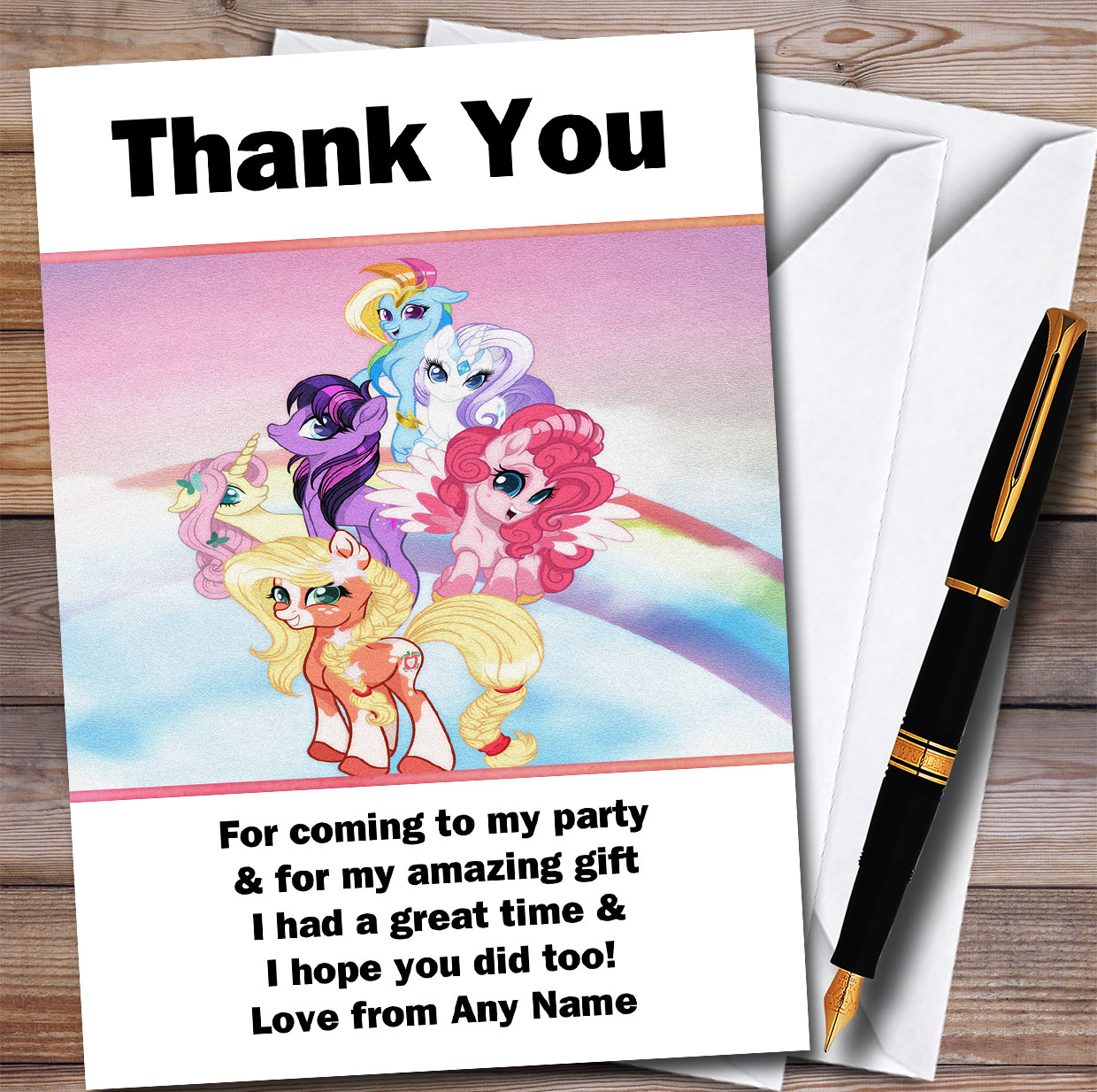 My Little Pony Multicolour Children's Birthday Party Thank You Cards ...