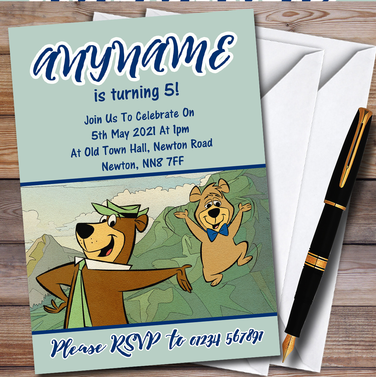 Yogi Bear Vintage Mountain Personalised Children's Birthday Party ...