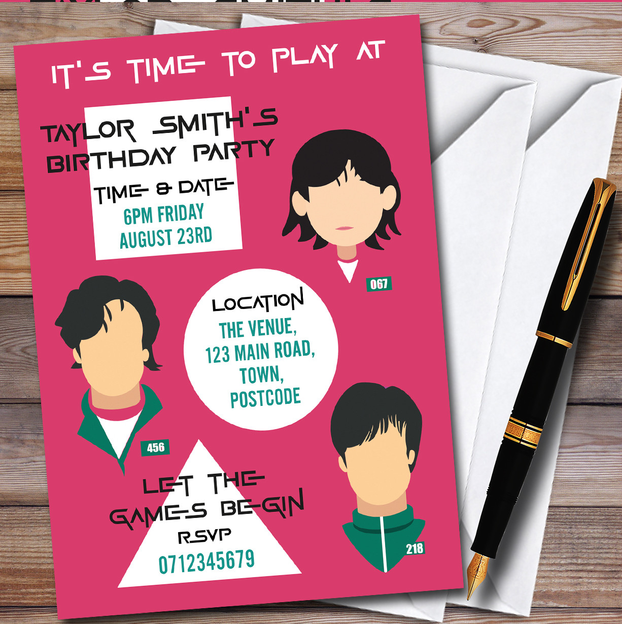 Squid Game Characters Personalised Birthday Party Invitations - The ...