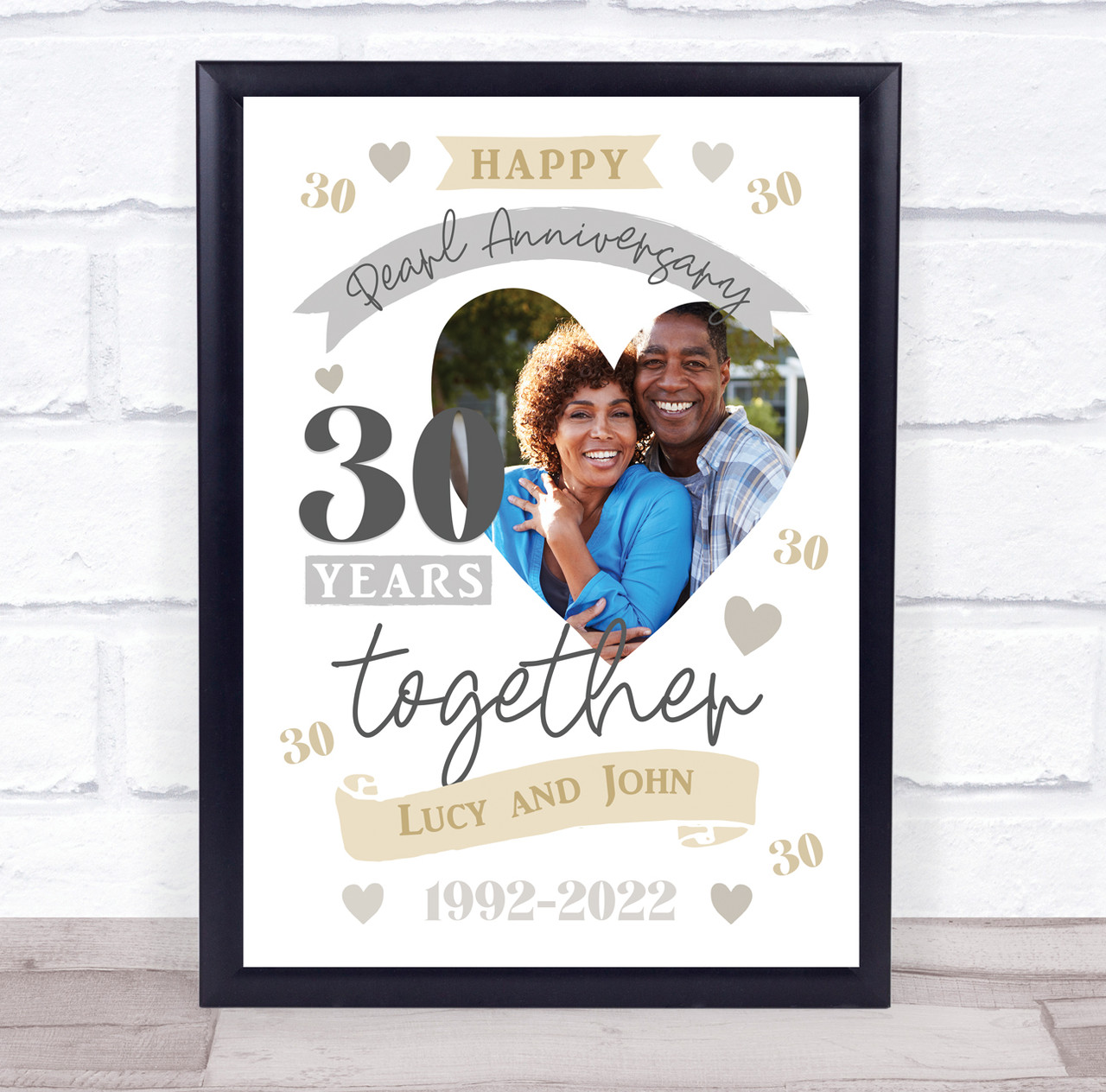 30 Years Together 30th Wedding Anniversary Pearl Photo Personalised ...