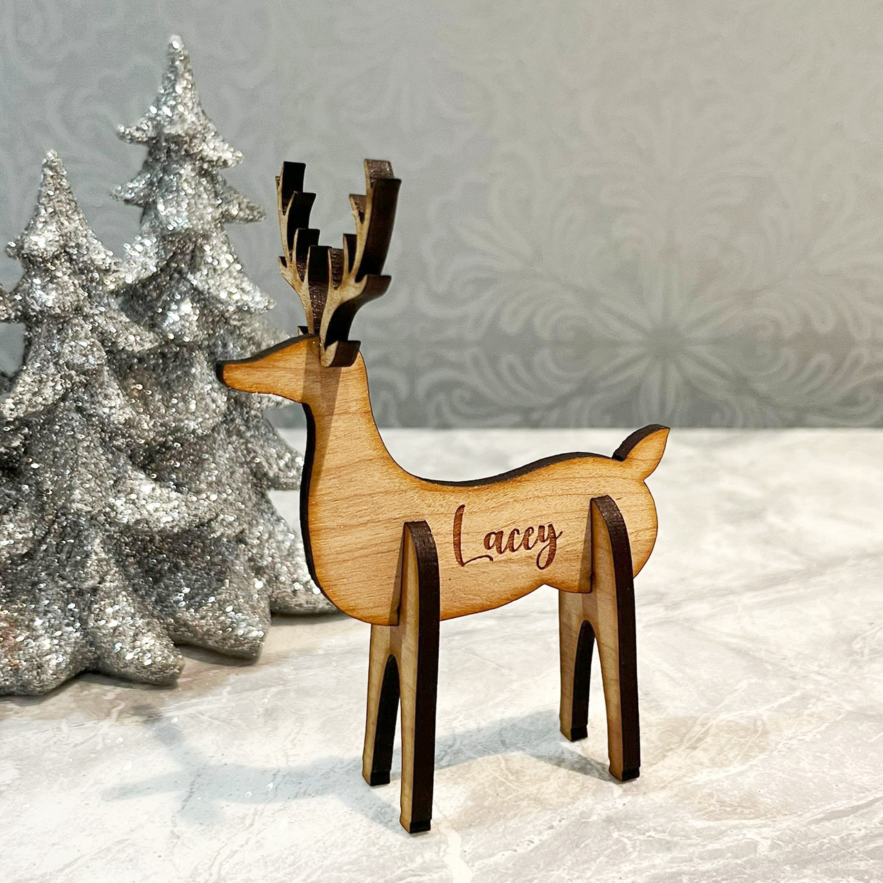 Personalised Reindeer Christmas Family Decoration Table Name Place ...