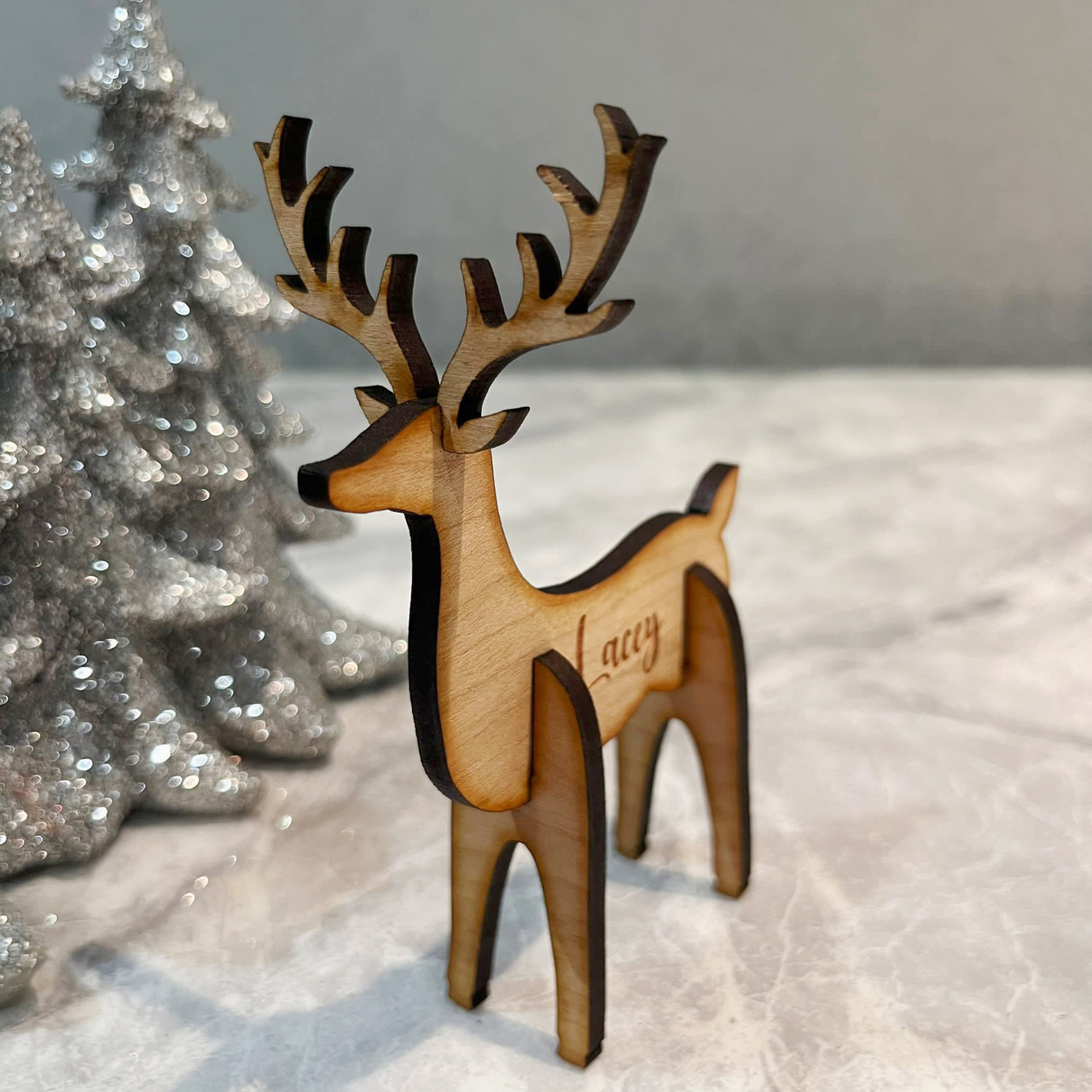 Personalised Reindeer Christmas Family Decoration Table Name Place ...