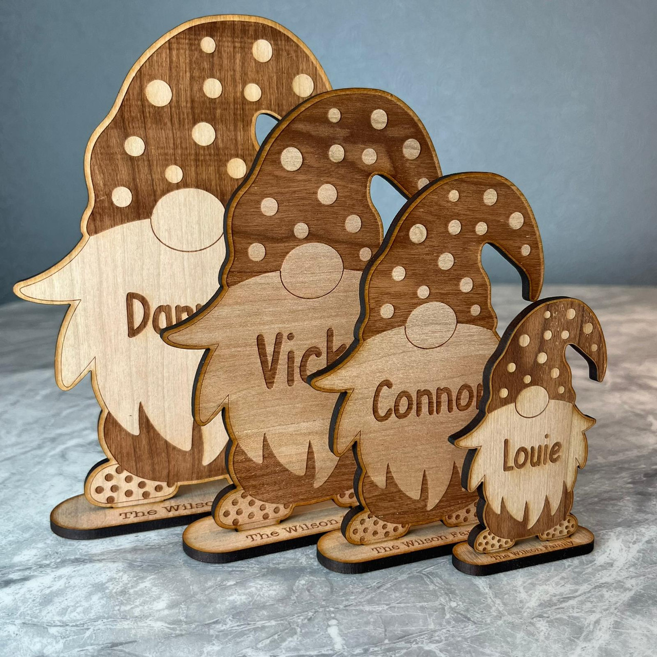 Personalised Gonk Christmas Elf Gnome Family Decoration Table Name ...