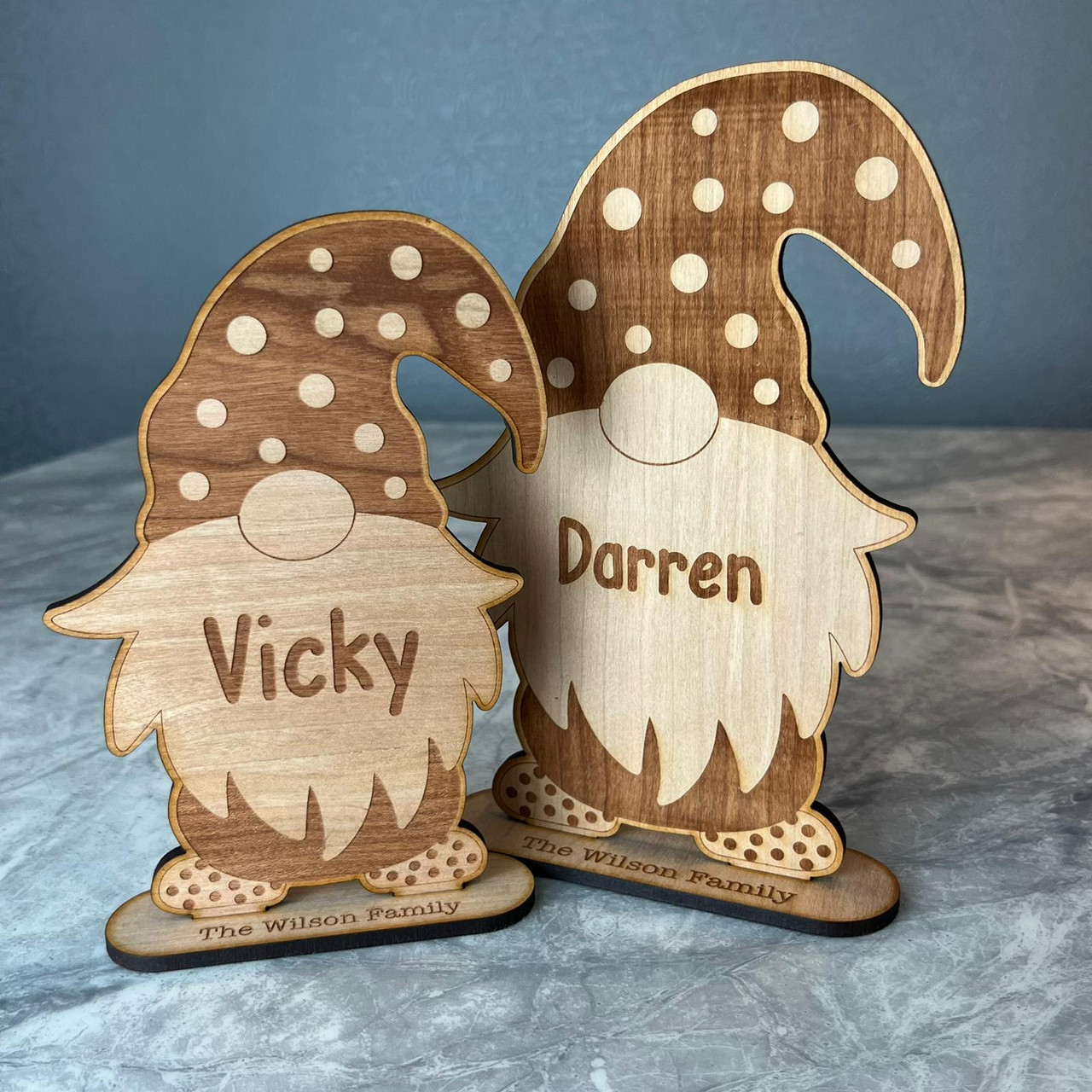 Personalised Gonk Christmas Elf Gnome Family Decoration Table Name ...