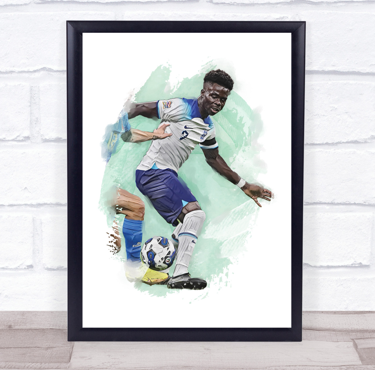 Footballer Bukayo Saka Football Player Watercolour Wall Art Print - The ...
