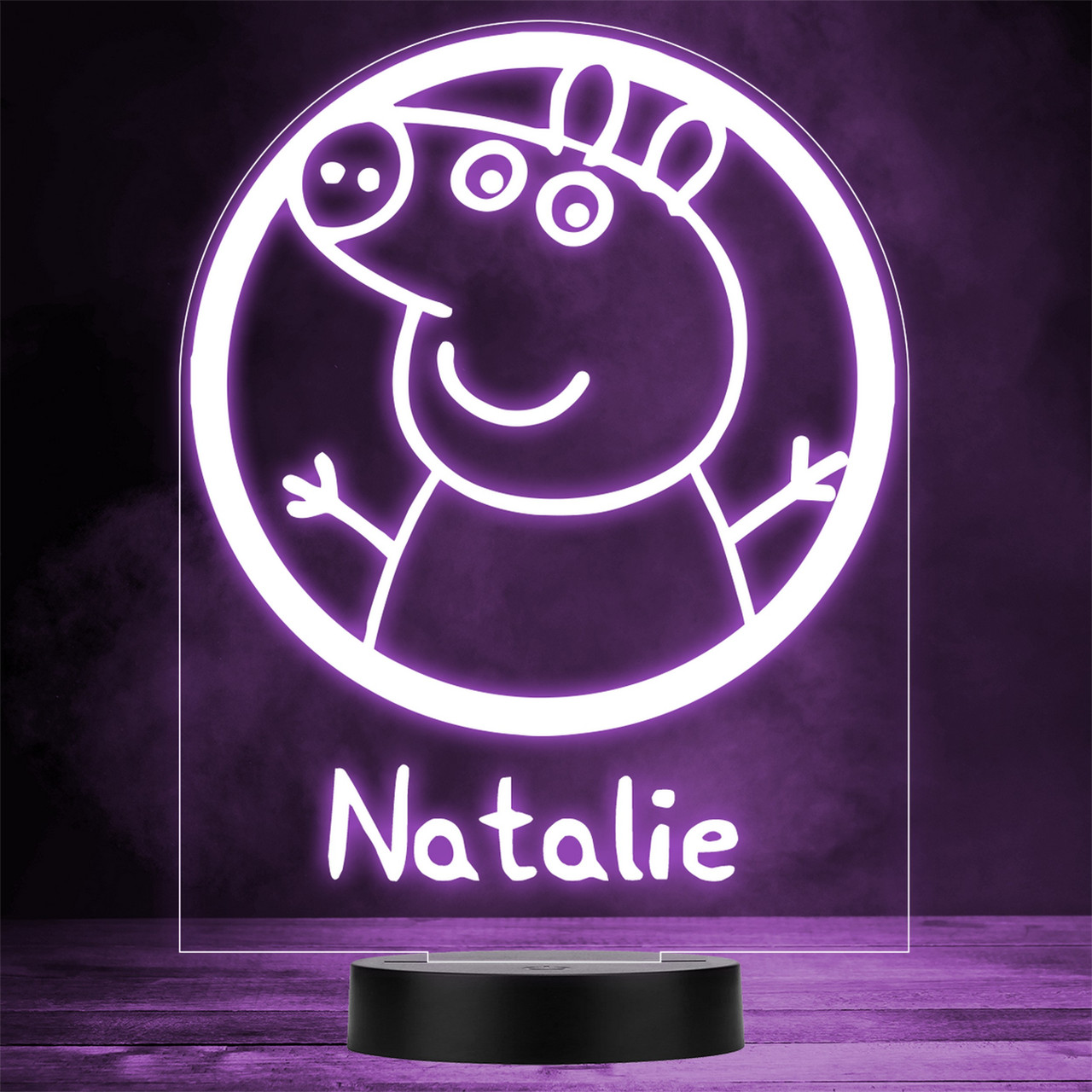 Peppa Pig Kids Tv Character In Circle LED Personalised Gift Night Light ...