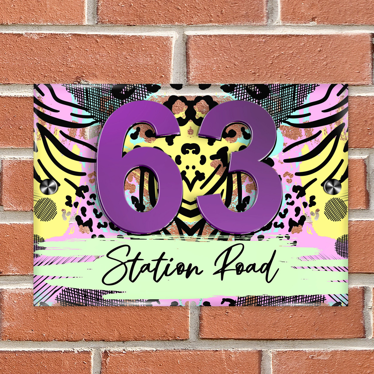 Abstract Pastels Pattern 3D Acrylic House Address Sign Door Number ...
