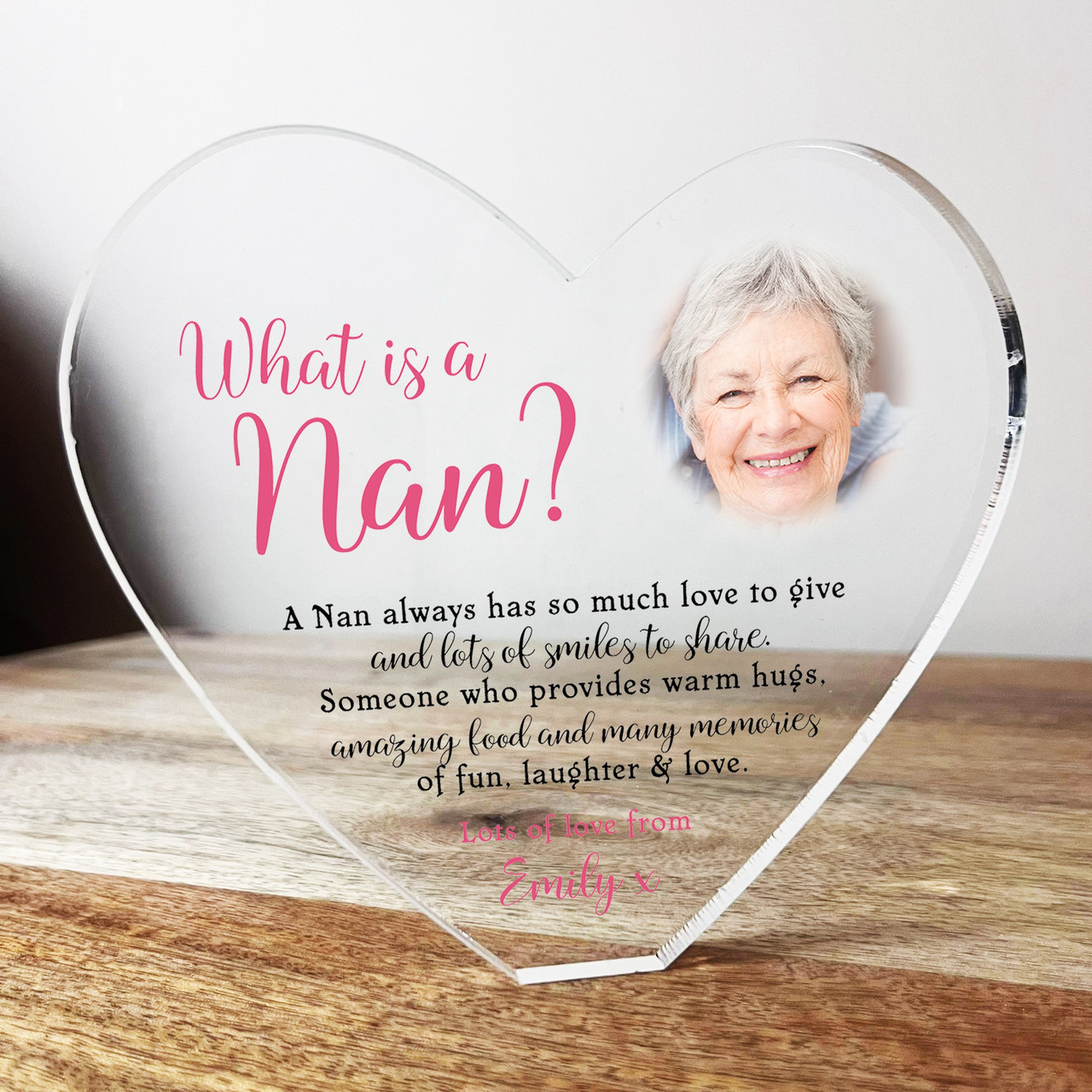 What Is A Nan Poem Photo Clear Heart Shaped Personalised Gift Acrylic ...