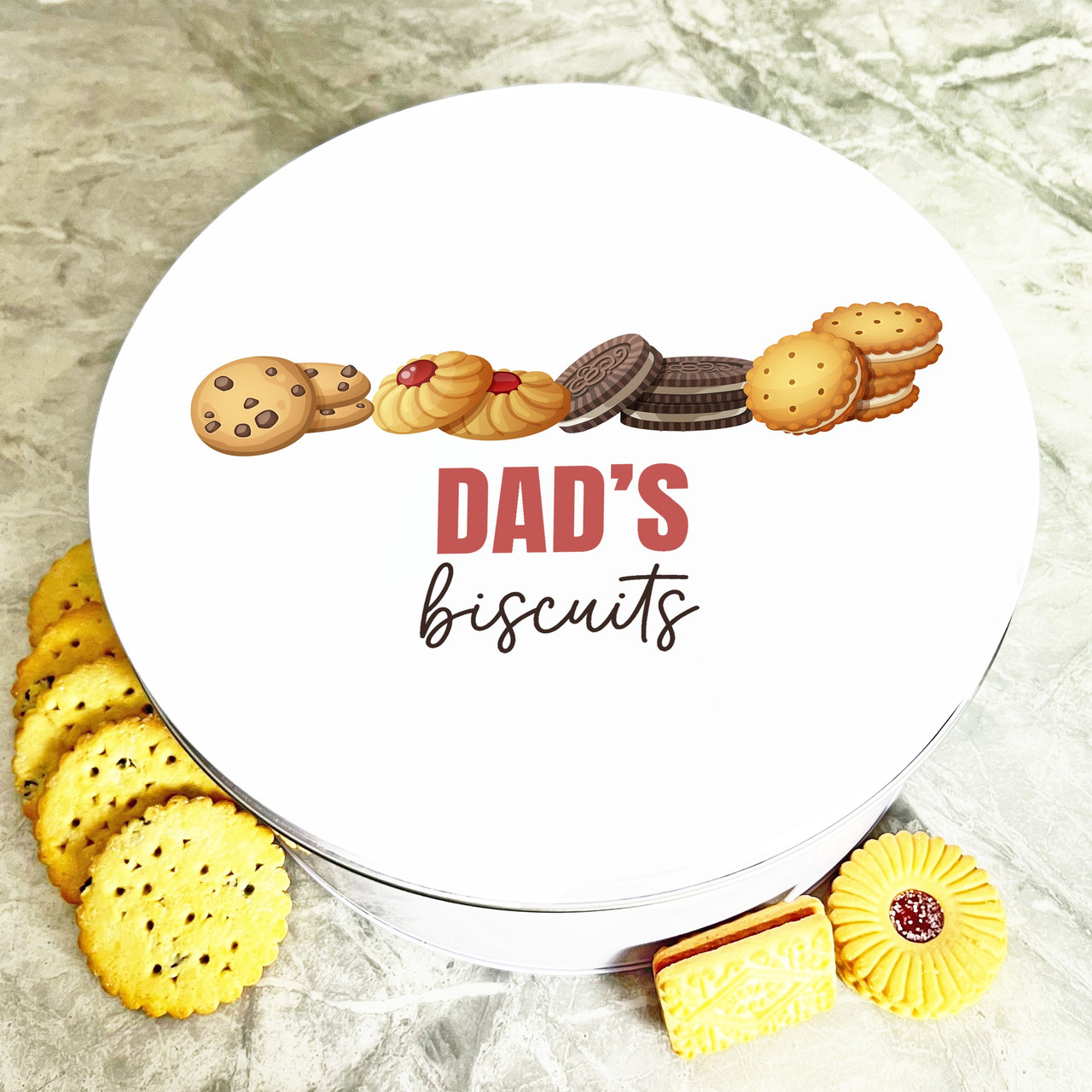 Round Dad's Biscuits Personalised Biscuit Tin - The Card Zoo