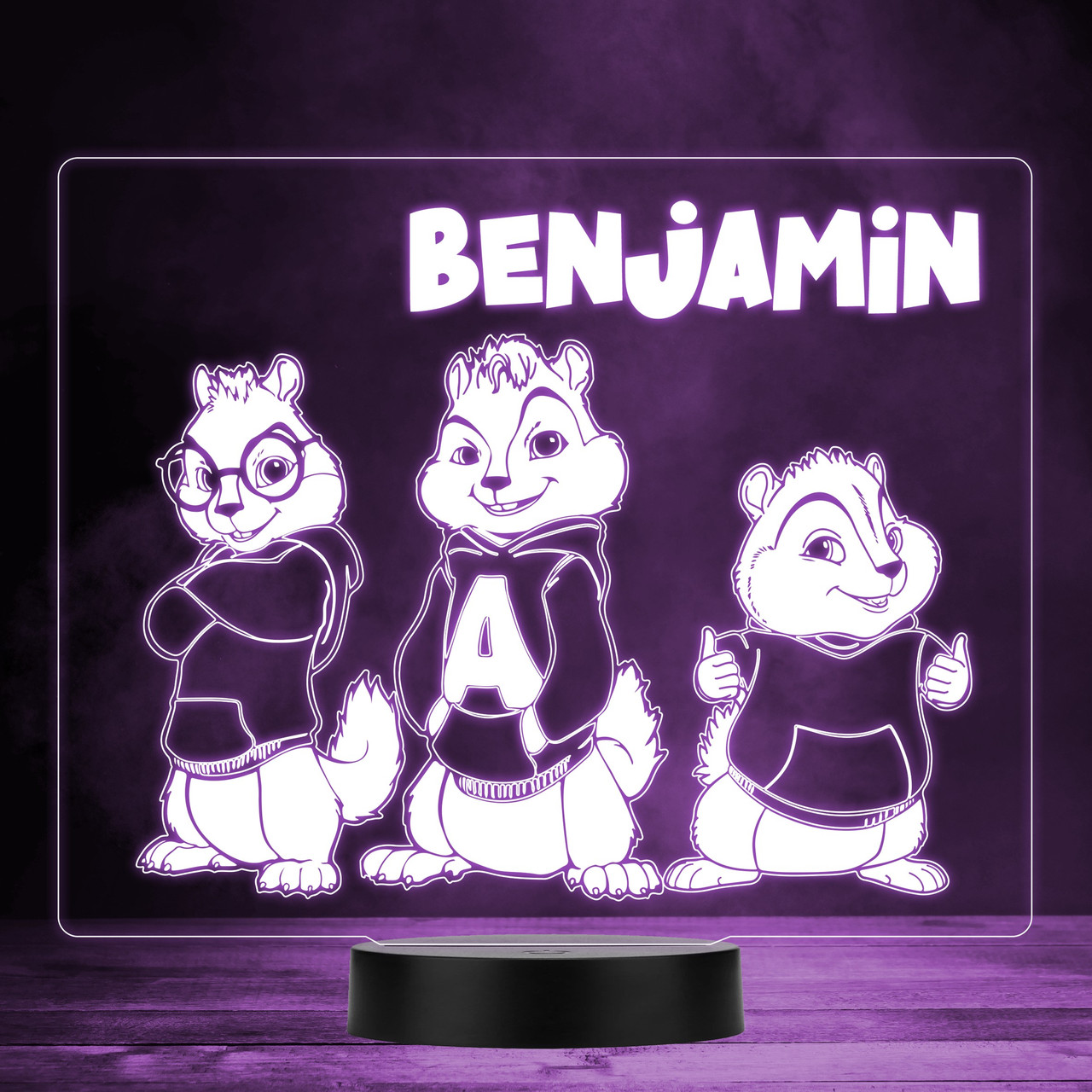 Alvin and The Chipmunks Kid's Film Tv Personalised LED Multicolour ...