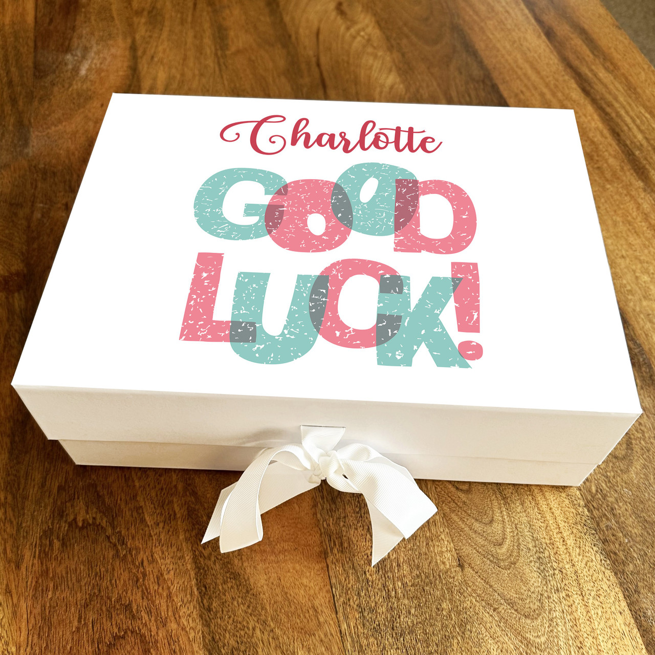 Blue and Pink Pastel Good Luck Personalised Hamper Gift Box - The Card Zoo