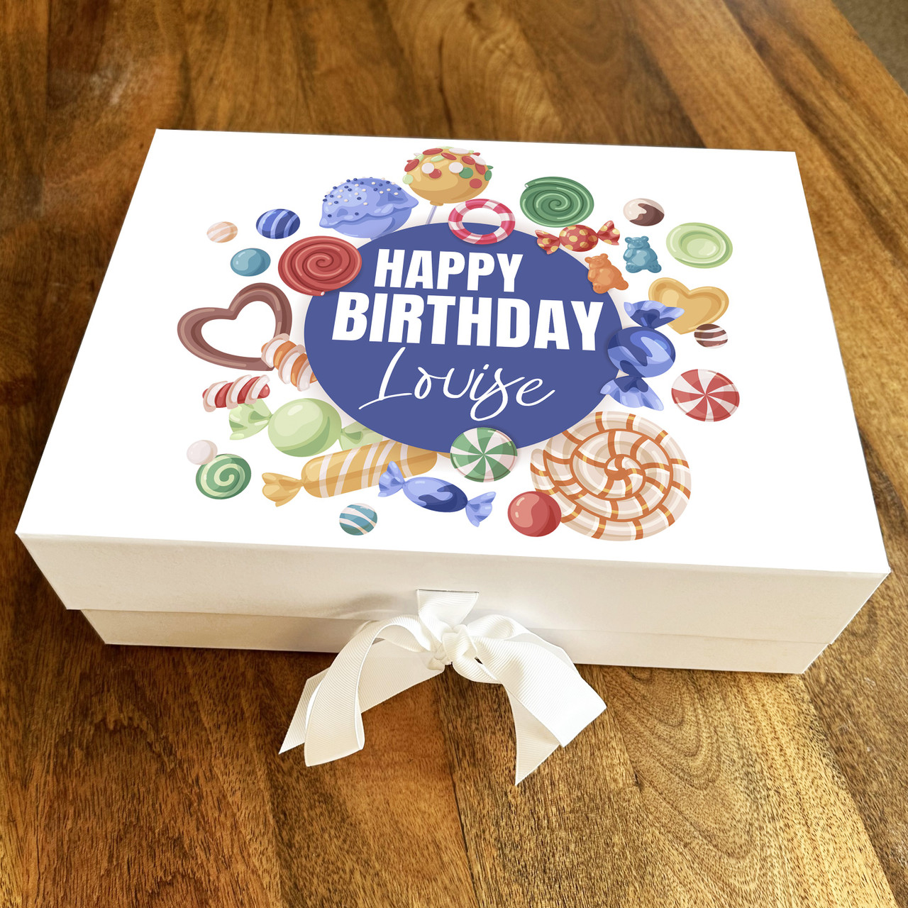 Colourful Sweets and Lollies Round Wreath Birthday Personalised Hamper ...