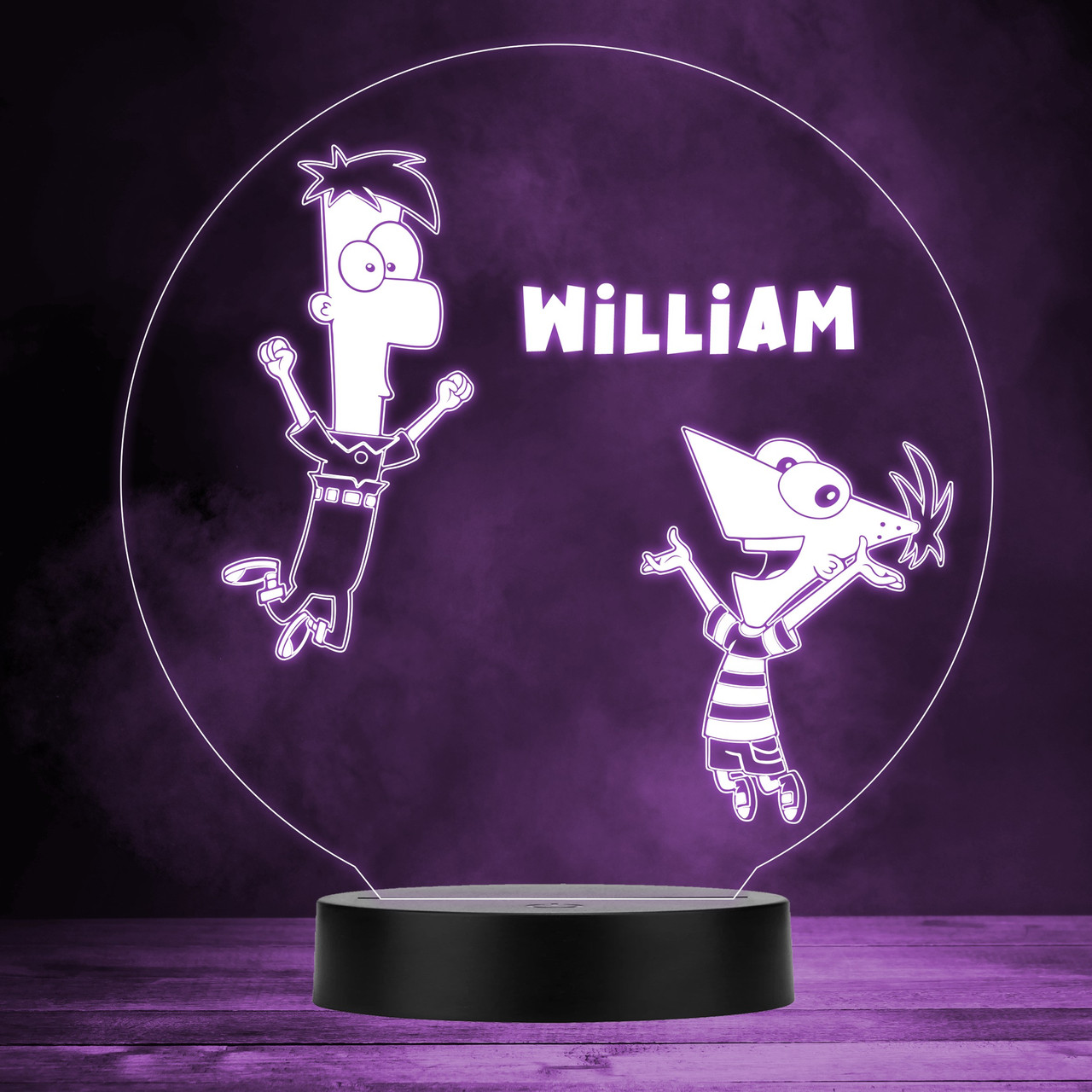 Phineas & Ferb Kids Tv Show Personalised Gift Colour Changing Night ...