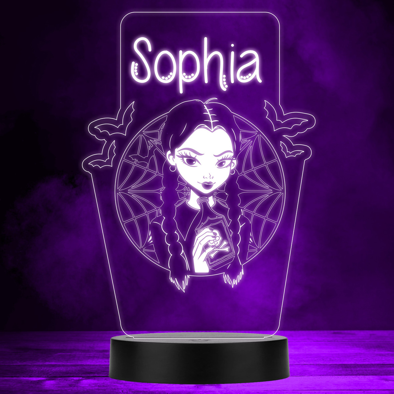 Cartoon Wednesday Addams Family Multicolour Personalised Gift Lamp ...