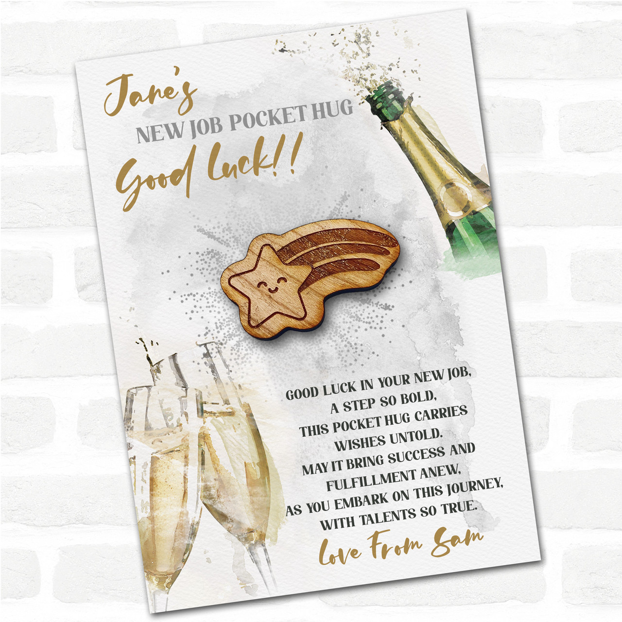 Smiley Shooting Star Good Luck New Job Congratulations Personalised ...