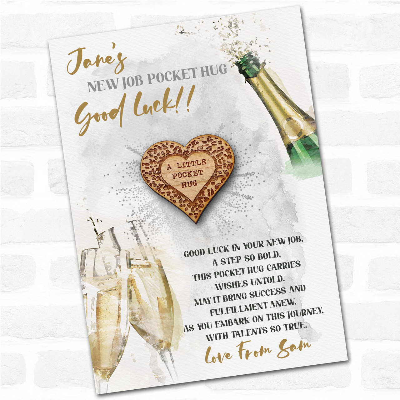 Leopard Print Heart Good Luck New Job Congratulations Personalised ...