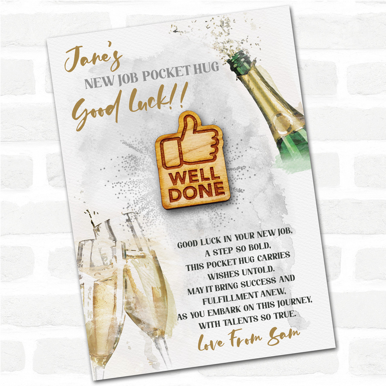 Thumbs Up Well Done Good Luck New Job Congratulations Personalised ...
